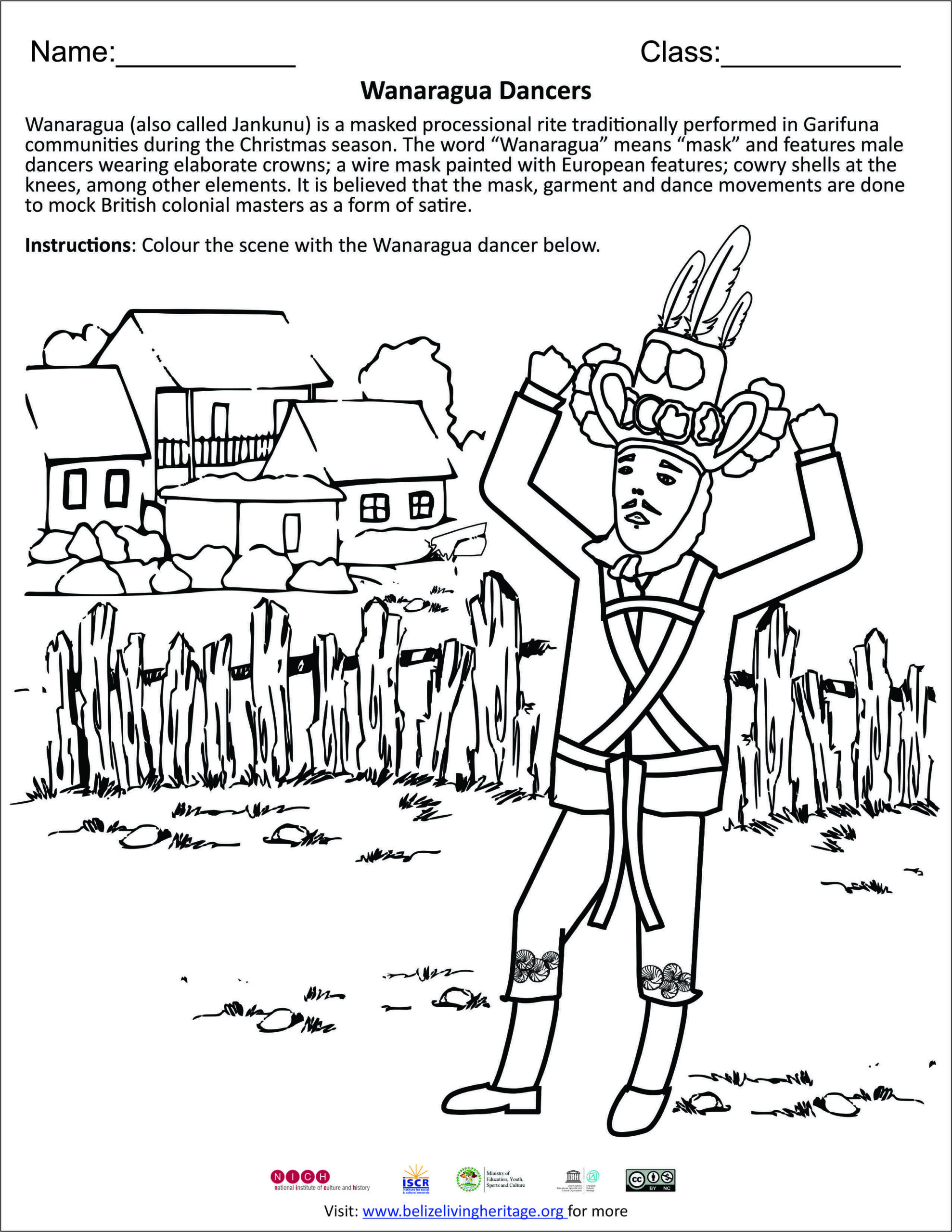 Coloring Activity: Wanaragua Dancer - Belize Living Heritage